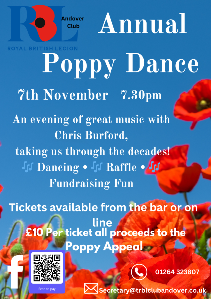 Annual Poppy Dance Friday 7th November 2025 - Royal British Legion And over